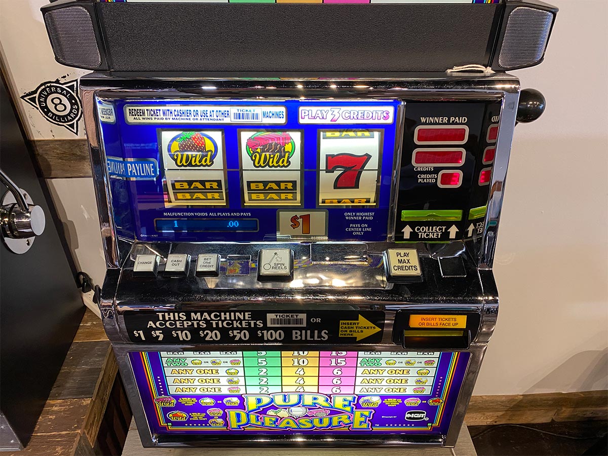 Pure Pleasure Slot Machine Display Dallas "As Is" – Universal Billiards